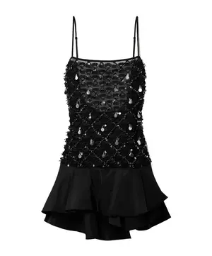 Johanna Ortiz Embroidered Tulle And Ruffled Silk-faille Mini Dress