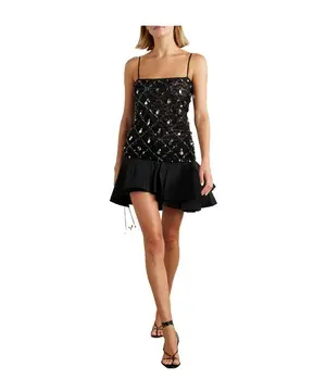 Johanna Ortiz Embroidered Tulle And Ruffled Silk-faille Mini Dress