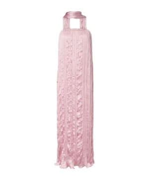 Posse Esme Scarf-detail Satin Maxi Dress - Pink