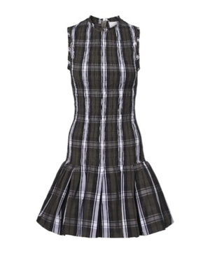 PATOU Checked Shirred Minidress - Grey