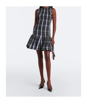 PATOU Checked Shirred Minidress
