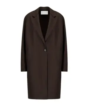 Harris Wharf London Button-front Coat - Dark Brown