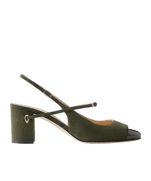 Jennifer Chamandi Patent Leather-trimmed Suede Slingback Pumps - No