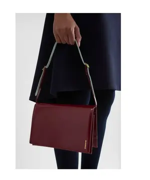 JIL SANDER File Small Leather Shoulder Bag - Cherry