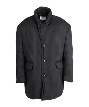 MAISON MARGIELA Striped Single-breasted Coat - Black