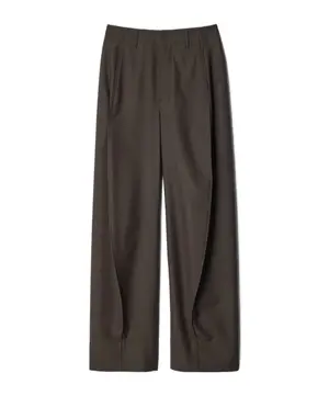 LEMAIRE Baggy Pants In Tropical Wool Blend - Moss