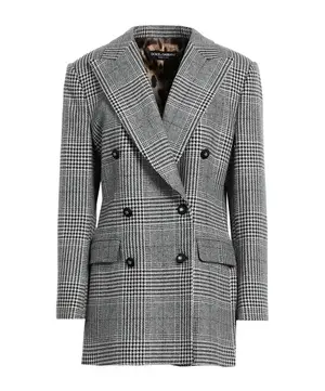 Dolce & Gabbana Checked Double-breasted Coat - Black