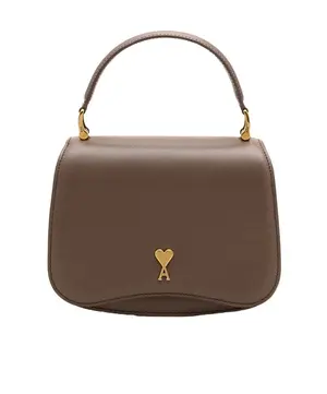 AMI Paris Logo Plaque Shoulder Bag - Brown