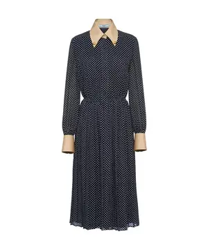Prada Polka-dot Georgette Dress - Blue