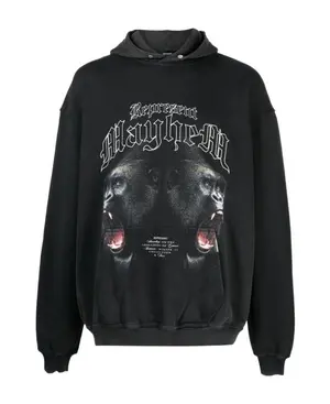 REPRESENT Blackletter-print Cotton Hoodie - Black
