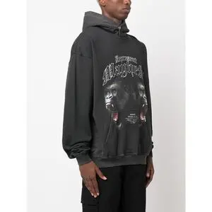 REPRESENT Blackletter-print Cotton Hoodie - Black
