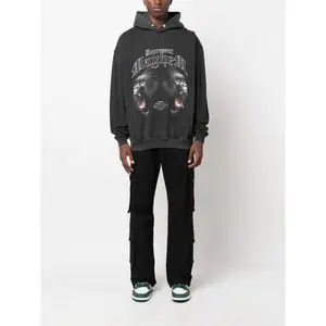REPRESENT Blackletter-print Cotton Hoodie - Black