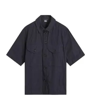 C.P. COMPANY Short-sleeved Poplin Shirt - Black