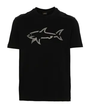 Paul & Shark Shark-print Cotton T-shirt - Black