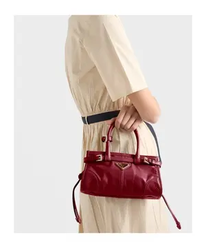 Prada Mini Bonnie Leather Tote Bag - Red