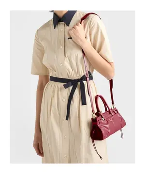 Prada Mini Bonnie Leather Tote Bag - Red