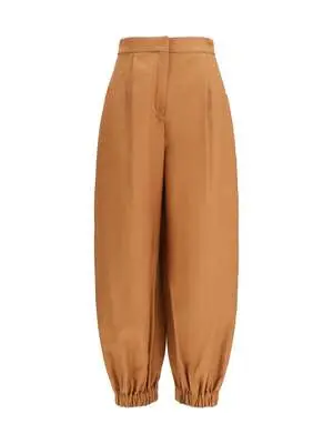 Fendi Cotton And Linen Balloon Pants - Brown