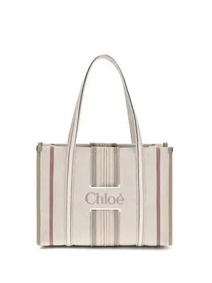 Chloé Woody Loop Canvas Tote Bag - Cream