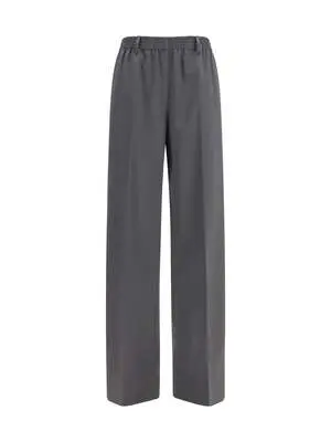 Miu Miu Elasticated Straight Leg Wool Pants - Gray