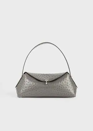 TOTEME Ostrich-embossed Leather Shoulder Bag - Grey