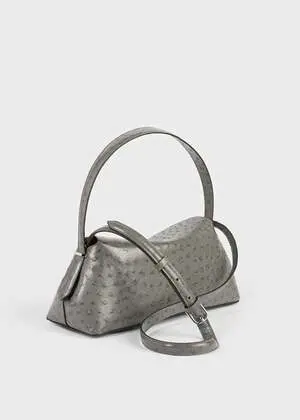 TOTEME Ostrich-embossed Leather Shoulder Bag - Grey