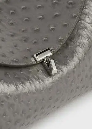 TOTEME Ostrich-embossed Leather Shoulder Bag - Grey