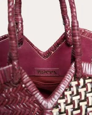 VIPERA Crudelia Patch Woven Leather Shoulder Bag