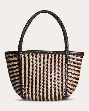 VIPERA Ruby Stripe Woven Leather Tote Bag - Red