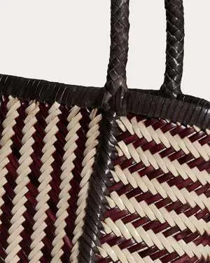 VIPERA Ruby Stripe Woven Leather Tote Bag - Red