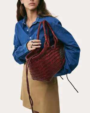VIPERA Crudelia Woven Leather Shoulder Bag - Red