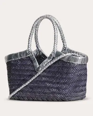 VIPERA Monet Frame Woven Leather Shoulder Bag