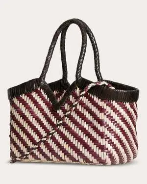 VIPERA Monet Stripe Woven Leather Shoulder Bag - Red