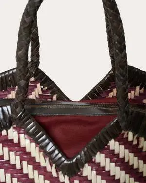 VIPERA Monet Stripe Woven Leather Shoulder Bag - Red