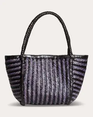 VIPERA Ruby Stripe Woven Leather Tote Bag - Purple