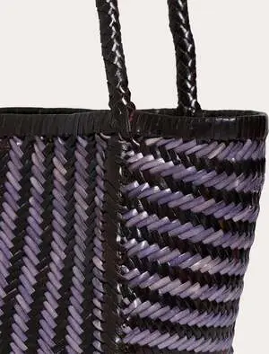 VIPERA Ruby Stripe Woven Leather Tote Bag - Purple