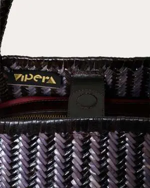 VIPERA Ruby Stripe Woven Leather Tote Bag - Purple
