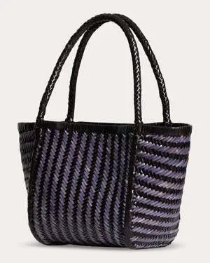 VIPERA Ruby Stripe Woven Leather Tote Bag - Purple