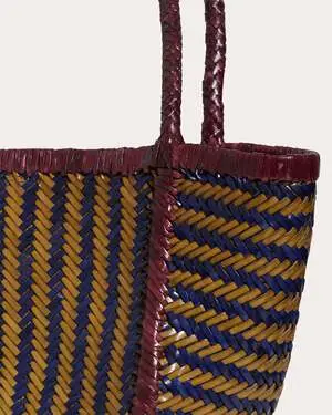 VIPERA Ruby Stripe Woven Leather Tote Bag - Yellow