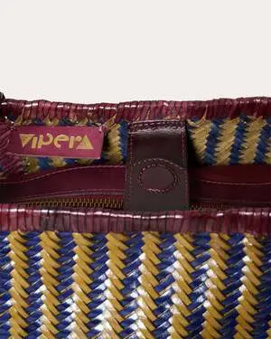 VIPERA Ruby Stripe Woven Leather Tote Bag - Yellow