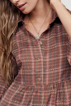 Maeve Bettina Plaid Mini Shirtdress