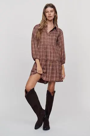 Maeve Bettina Plaid Mini Shirtdress