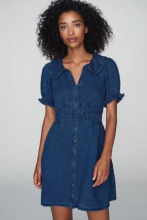 PILCRO Keira Cotton Denim Mini Dress - Medium Denim