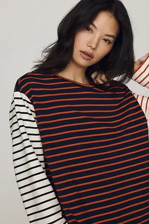 English Factory Striped Cotton Long-sleeve Top