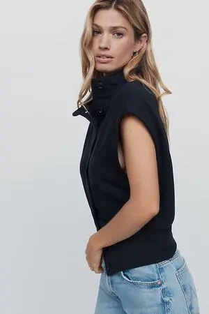 Anthropologie Funnel-neck Short-sleeve Sweater - Black