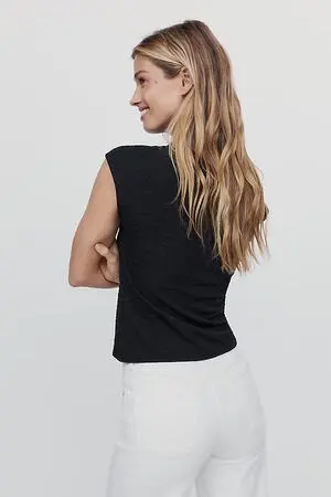 Anthropologie Keyhole Cap-sleeve Top - Black