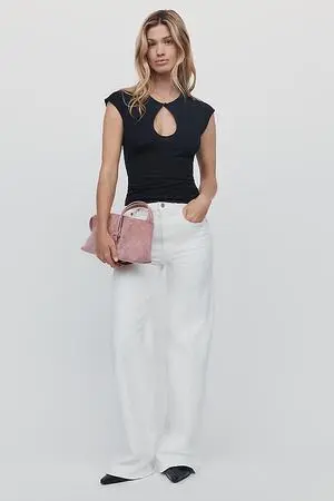 Anthropologie Keyhole Cap-sleeve Top - Black