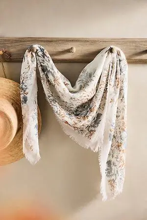 TERRAIN Frayed Edge Fall Floral Scarf - Neutral