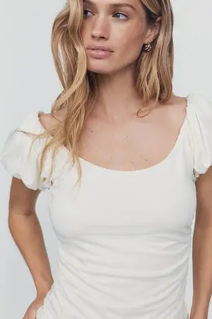 NATION LOS ANGELES Angelica Ruched Tee - Ivory