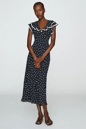 Rixo Bethea Ruffled Trim Midi Dress