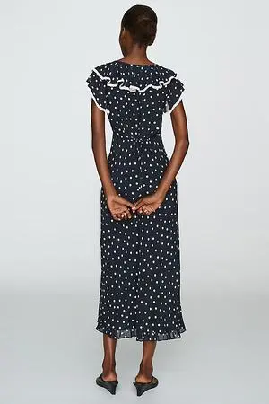 Rixo Bethea Ruffled Trim Midi Dress